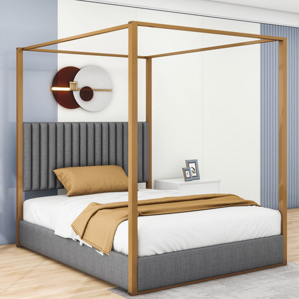 Mercer41 Sighbiorn Queen Upholstery Canopy Platform Bed With Headboard